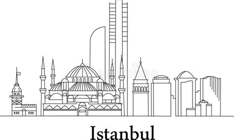 Istanbul City Line Draw Free Vector Stock Illustration Illustration