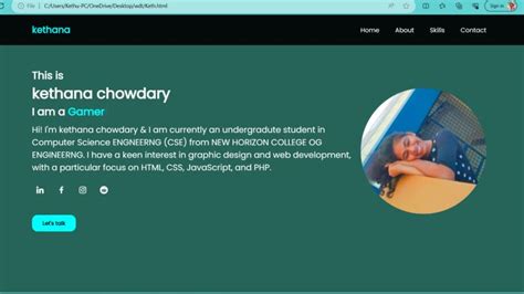 kethana chowdary on linkedin created a portfolio website using html and css