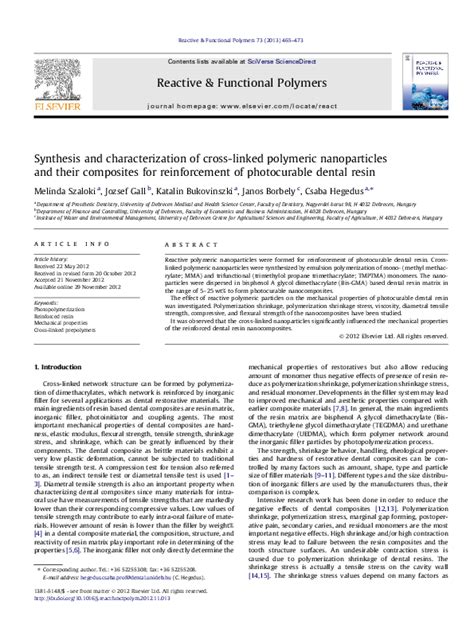 Pdf Synthesis And Characterization Of Cross Linked Polymeric Nanoparticles And Their