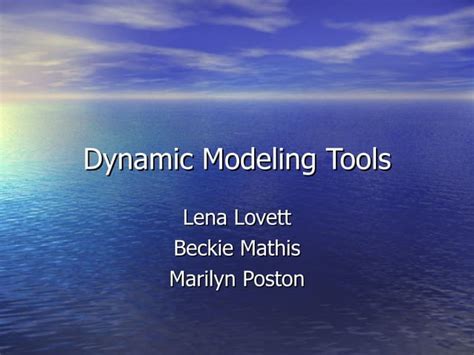 Dynamic Modeling Tools Ppt