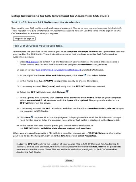 Setup Instructions For Sas Ondemand For Academics Pdf
