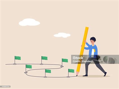 로드맵 개념입니다 워크플로 또는 작업 프로세스 프로젝트 진행 상황 이정표 또는 업적 추적 업무 경험 연필을 사용하여 성취 플래그