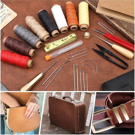 Badubg Комплект за шиене на кожа за начинаещи Комплект за ремонт на кожа Шило за шиене на кожа