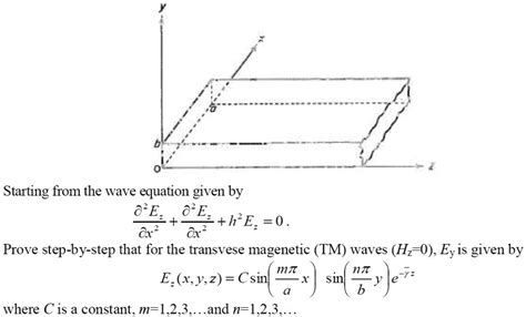 SOLVED Consider The Rectangular Waveguide Shown In The Figure Below The Propagation In The