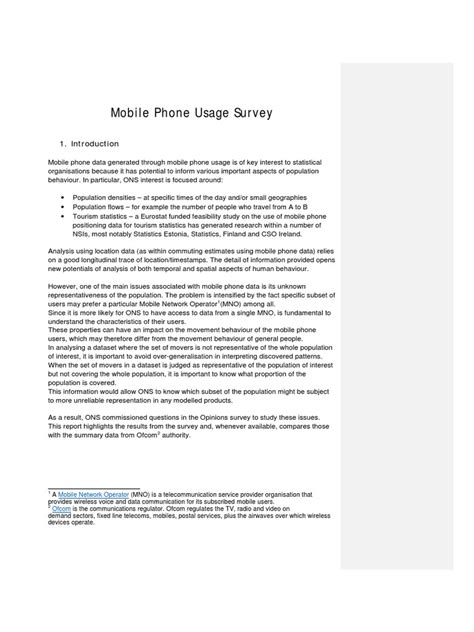 Mobile Phone Usage Survey Mobile Network Operator Ofcom Pdf Survey Methodology Mobile Phones