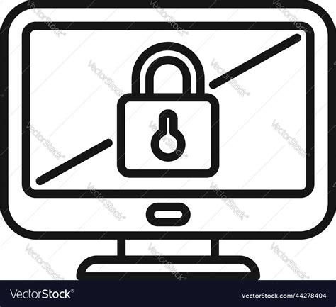 Monitor Safe Icon Outline Data Privacy Royalty Free Vector