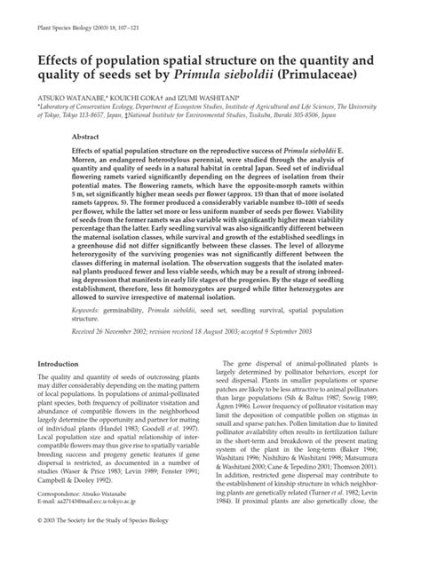 Effects Of Population Spatial Structure On The Pdf Seed