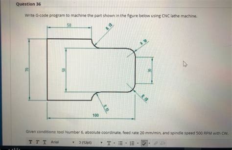 Solved Question 36 Write G Code Program To Machine The Part