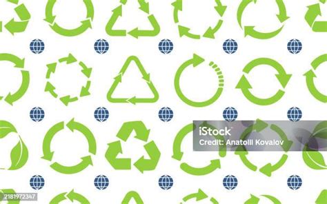 완벽 한 패턴 재활용 기호 및 재생 가능 아이콘 벡터 스타일 재활용 개념 패턴 배경입니다 벽지 카드 또는 배너 포스터 웹을 위한 디자인 템플릿 친환경 패턴 재사용 가능한