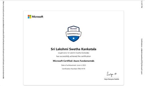 Kankatala Sri Lakshmi Swetha On Linkedin Azurefundamentals Microsoftcertification
