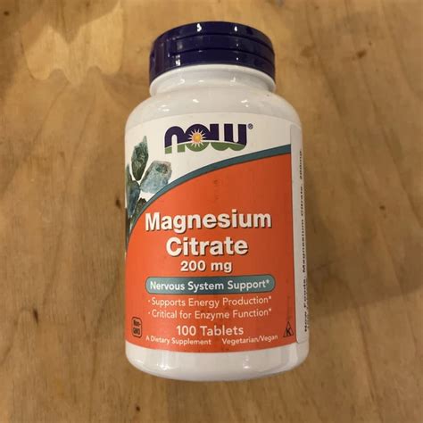 Now Foods Magnesium Citrate 100 Tablets 200mg £1150 Picclick Uk