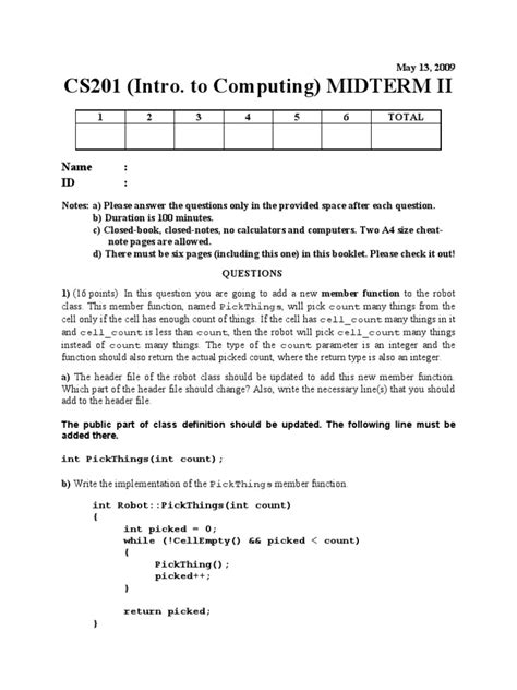 Sabancı Cs 201 Midterm 2 Solutions Pdf Text File Parameter