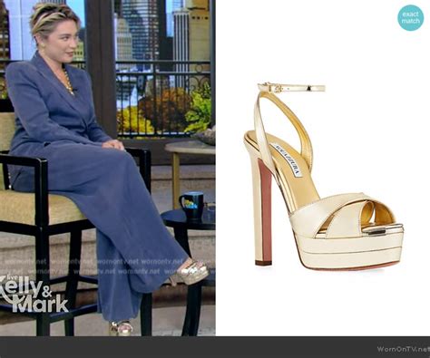 Wornontv Florence Pughs Blue Suede Suit On Live With Kelly And Mark