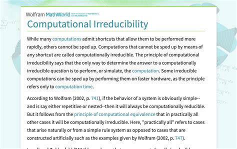 Computational Irreducibility From Wolfram Mathworld