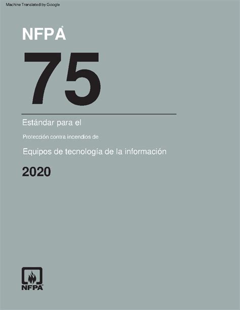 Nfpa 75 2020 Estándar De Protección Contra Incendios En Equipos Ti