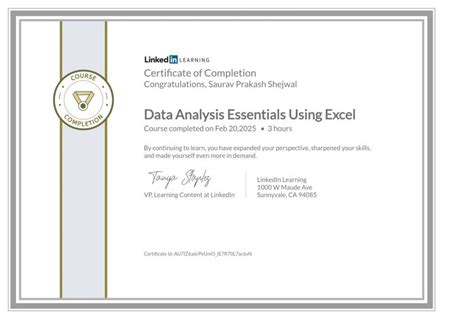 Dataanalysis Excel Linkedinlearning Continuouslearning Saurav Shejwal