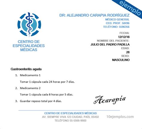 Receta Médica En Word Para Editar E Imprimir En Editable