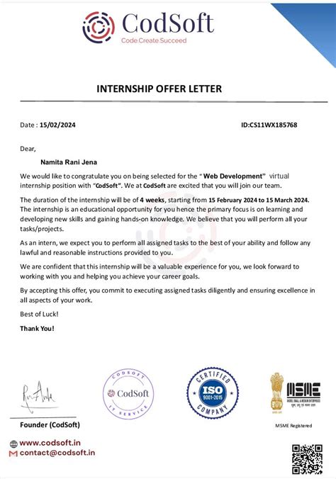 Namita Rani Jena On Linkedin Codsoft Webdevelopment