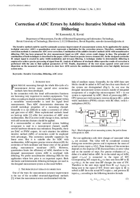 Pdf Correction Of Adc Errors By Additive Iterative Method With Dithering
