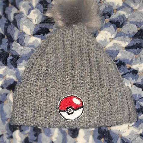Beaded Pokemon Ball On Crocheted Toque 💯 R Beading