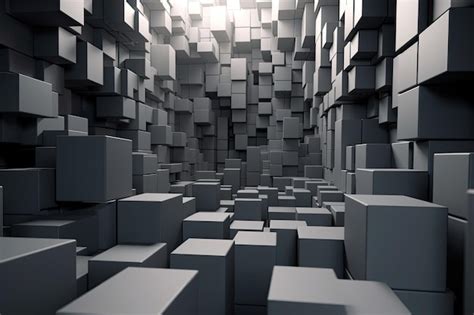 Premium Ai Image Abstract 3d Cubes In Shades Of Gray Creating A Sense Of Depth And Perspective