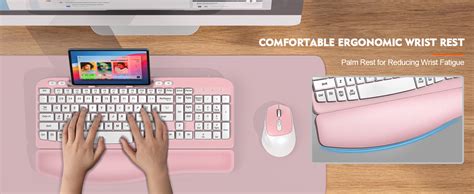 Wireless Keyboard And Mouse Combo Wave Keys Full Sized Ergonomic Keyboard With