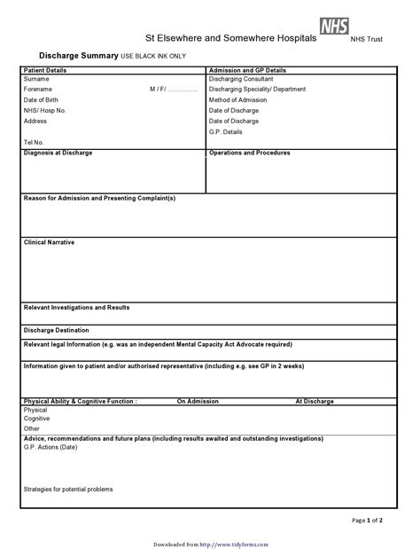 Discharge Checklist Template Content Calendar Template