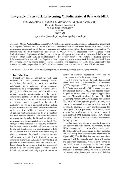 Pdf Integrable Framework For Securing Multidimensional Data With Mdx