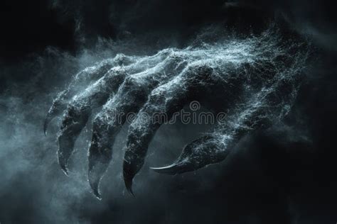 Dark And Mysterious Claw Emerging From Swirling Mist At Night Evokes A Sense Of Fear And