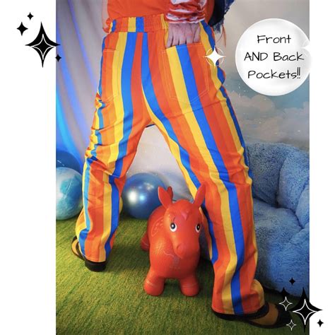 Jolly Stripe Clown Pants Nonbinary Cotton Clowncore Wide Leg Red Blue