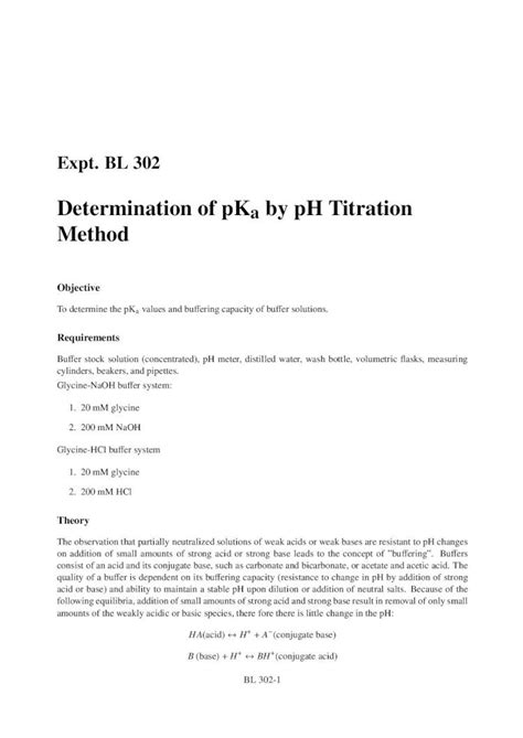 Pdf Determination Of Pka By Ph Titration Method Dokumentips