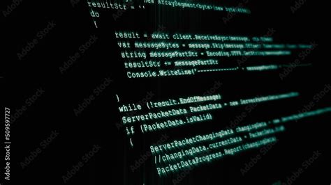 3d hacking code data flow stream on green screen with typing coding