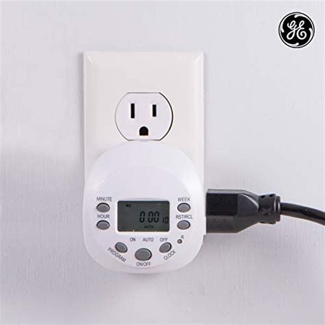 GE Day Programmable Digital Timer Outlet Grounded Plug In Indoor