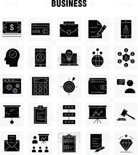 购买免抠元素 用于web，打印和移动ux Ui套件的business Solid Glyph图标如：业务，美元，钱，购买，业务，聊天，沙，消息，象形图包 矢量 素材免费下载 1332像素