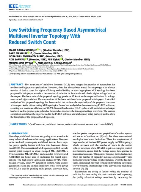 Pdf Low Switching Frequency Based Asymmetrical Multilevel Inverter