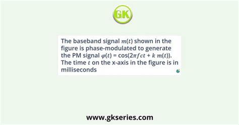 The Baseband Signal 𝑚 𝑡 Shown In The Figure Is Phase Modulated To Generate The Pm Signal 𝜑 𝑡
