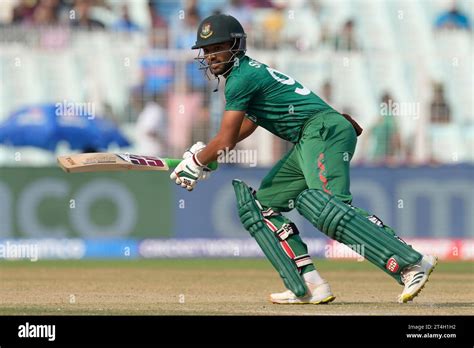 Bangladeshs Najmul Hossain Shanto Plays A Shot During The Icc Mens