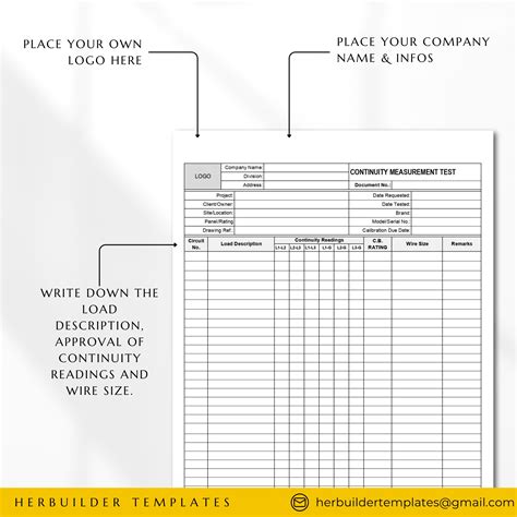 Continuity Test Form Electrical Testing Template Testing And Commissioning Acceptance Megger