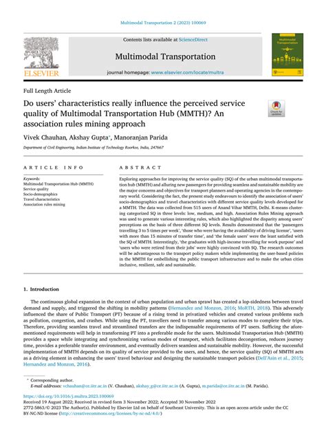 Pdf Multimodal Transportation Do Users Characteristics Really Influence The Perceived