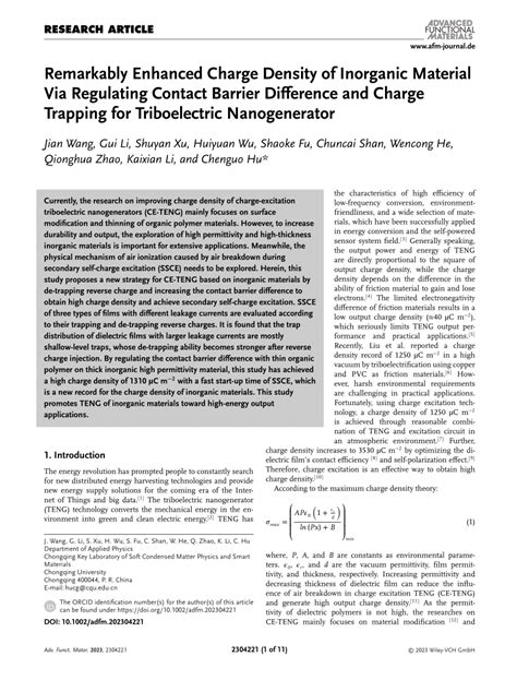 Remarkably Enhanced Charge Density Of Inorganic Material Via Regulating
