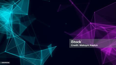 네트워크 연결 구조 움직이는 점 선 및 삼각형이있는 추상적 인 파란색 배경 미래 지향적 인 그림 디지털 기술 설계 3d 렌더링 추상적인에 대한 스톡 사진 및 기타 이미지