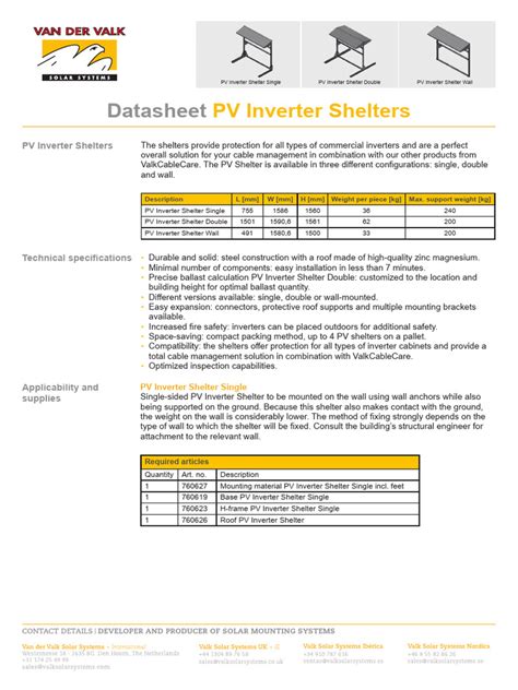 En Datasheet Pv Inverter Shelter Pdf Roof Manufactured Goods