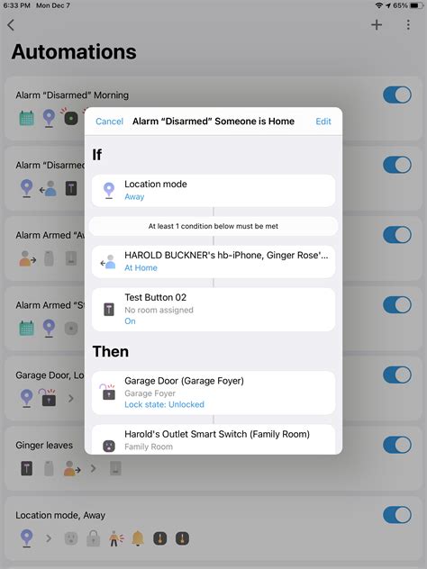 what exactly does the precondition check on location mode do in automations page 2
