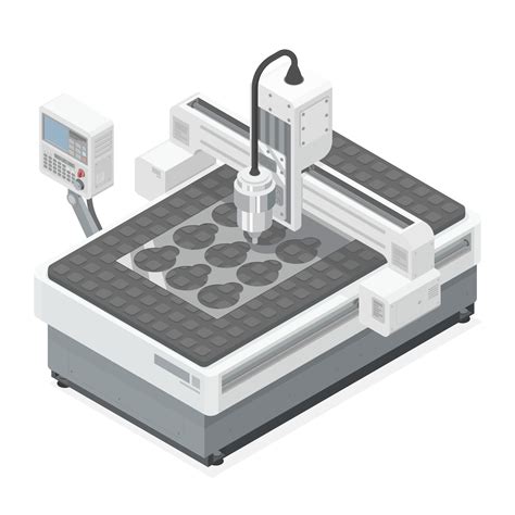 Cnc Isometric Cutting Machine Computer Cartoon 12617711 Vector Art At Vecteezy