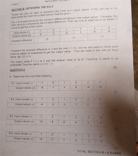 Grade 8section B Determine The Ruletables Can Also Be Used To Represen