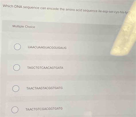 solved which dna sequence can encode the amino acid sequence ile asp