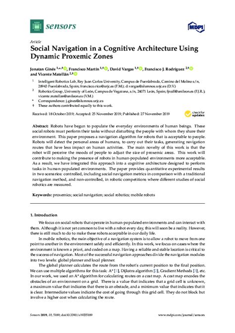 Pdf Social Navigation In A Cognitive Architecture Using Dynamic