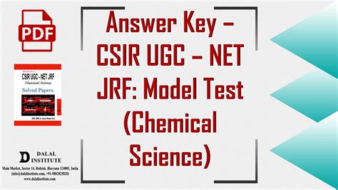 Answer Key CSIR UGC NET JRF Model Test Chemical Science Dalal Institute