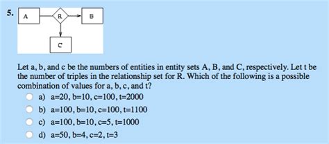 Solved Let A B And C Be The Numbers Of Entities In Chegg