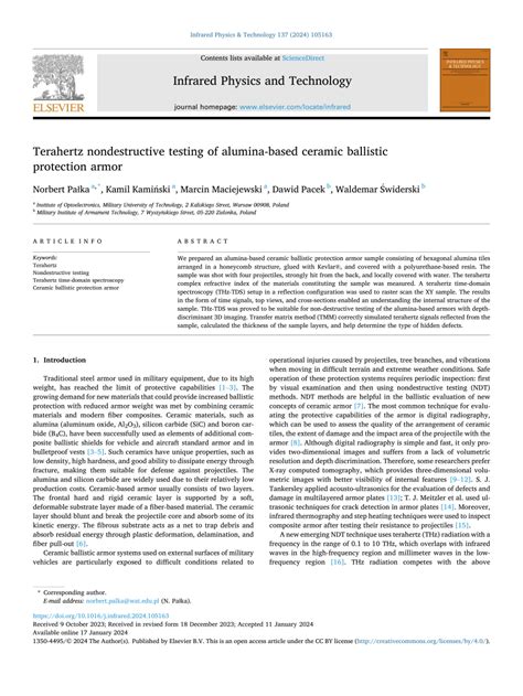 Pdf Terahertz Nondestructive Testing Of Alumina Based Ceramic Ballistic Protection Armor